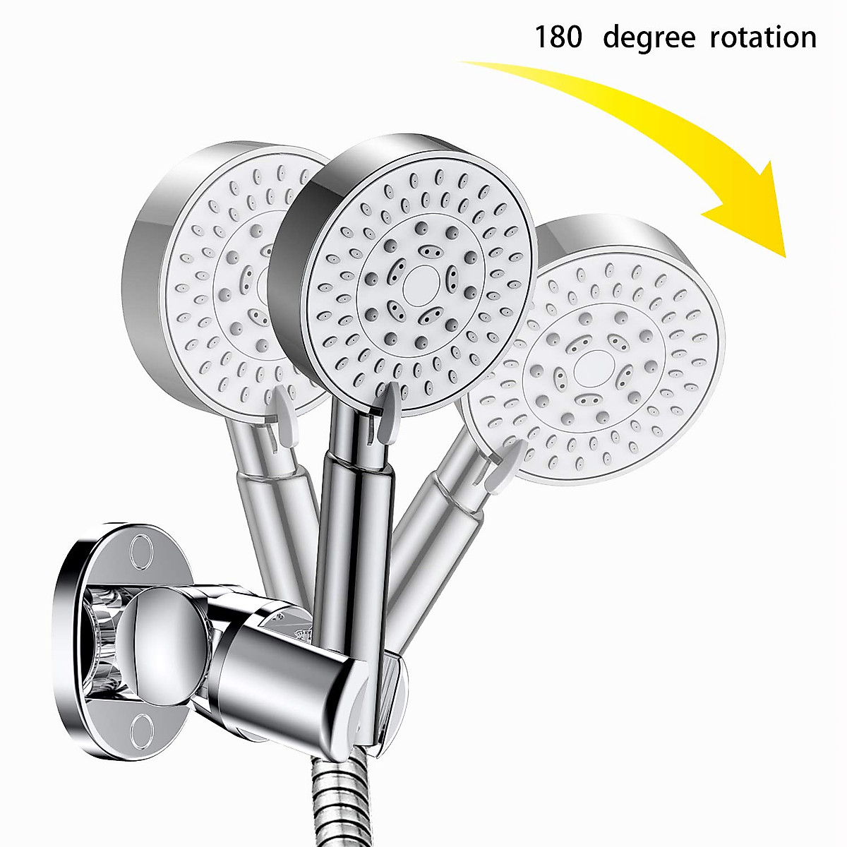 Shower Head Holder Wall Mounted, Screw Mounted Shower Spray Holder,Adjustable Handheld Shower Head Bracket,Shower Holder for Universal Wall Bathroom with Wall Anchors and Screws (Chrome Polished)