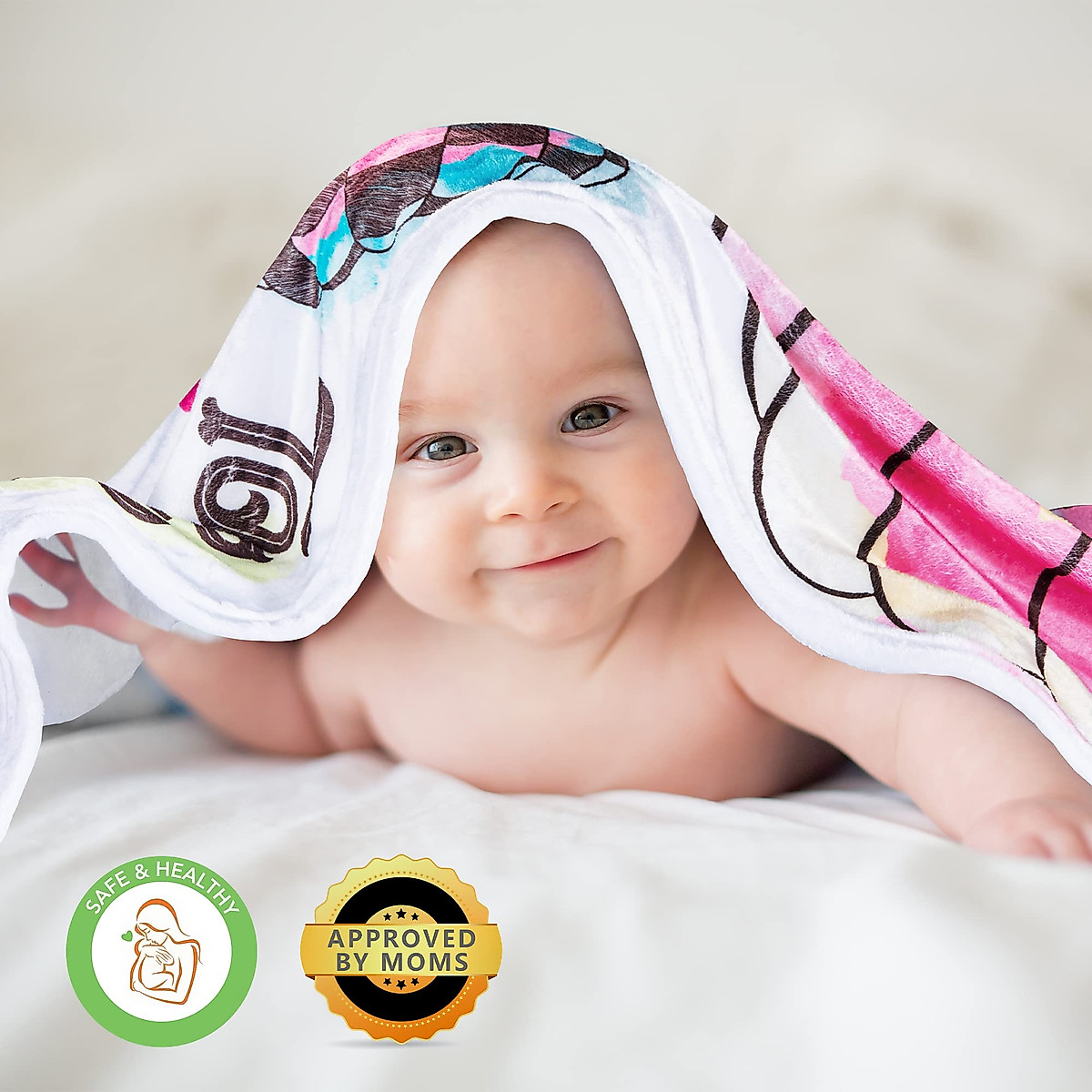 SUKOON Milestone Blanket for Baby Boy/Girl | Large - 47L x 40W | Personalized Baby Month Blanket with Hot Air Balloon Marker and Bib