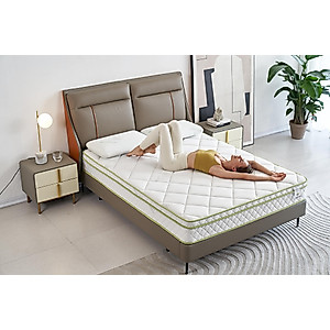 Oliver & Smith 8 Inch California King Mattress - Breathable Euro Top Hybrid with Medium Firm Bonnell Coil Support - High Density Foam, Cotton Cover Cal King Mattress in A Box - White