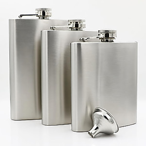 CNFLASK Brush Finish Hip Flask 304 Stainless Steel Brushed Whiskey Flask (Brushed, 8oz)