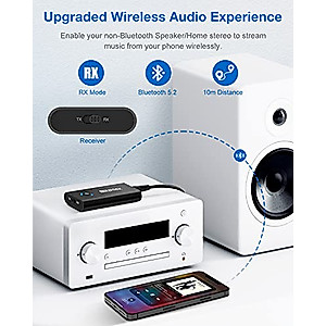 BlitzMax Bluetooth 5.2 Transmitter Receiver, 2-in-1 Bluetooth Adapter Mini Portable with 3.5mm Jack, aptx-Adaptive, Dual Link Bluetooth Audio Adapter for PC/TV/Car Sound System/Wired Speaker