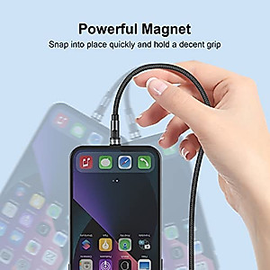 N. NETDOT NetDot 540°Rotation 3in1 Magnetic Charging Cable, 6.6ft 3 Pack Gen15 Magnetic Phone Charger and Magnetic Charger for Micro USB, USB-C/Type C and i-Product, 3in1 Black