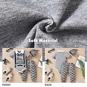 Aalizzwell Newborn Infant Baby Boys Clothes Outfit Have Arrived Short Sleeve for Spring Clothing Summer 0-3 Months Gray