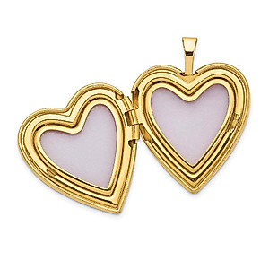 FB Jewels Solid 14K Yellow Gold 20mm Diamond Set Cross Heart Locket