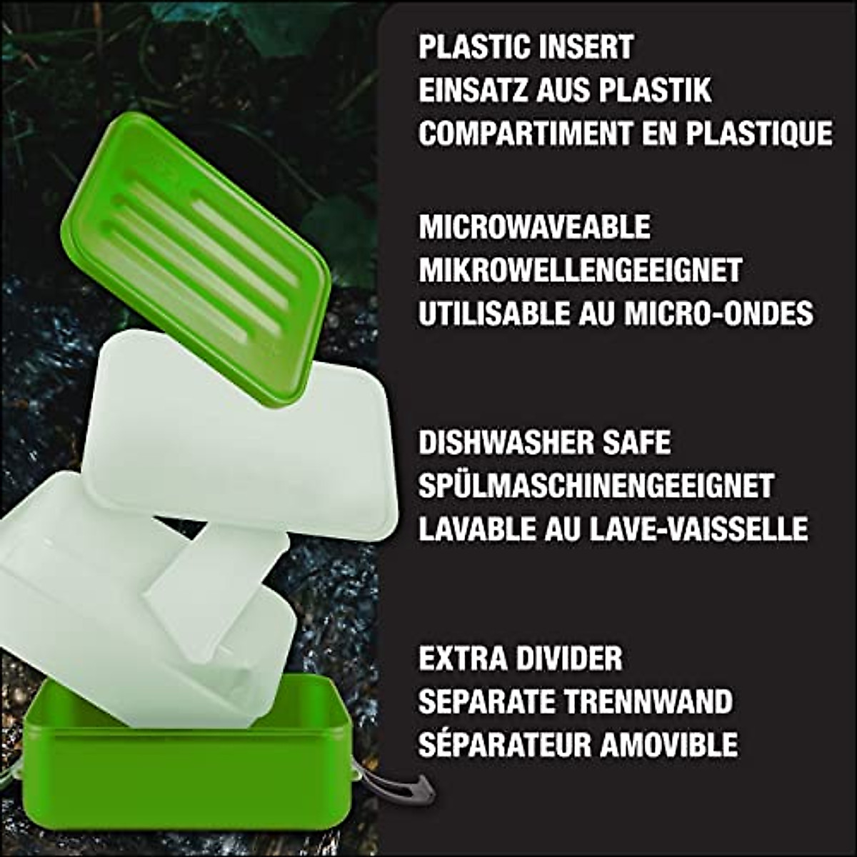 SIGG - Metal Lunch Box - With Food Separator - Dishwasher & Microwave Safe, Leakproof, BPA Free - Aluminum - Plus Green L