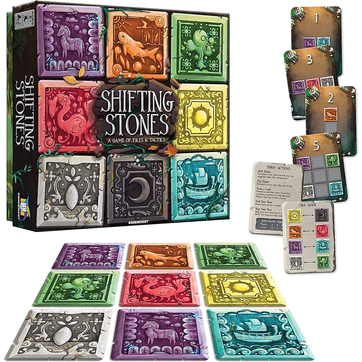 Gamewright - Shifting Stones – A Visual, Decision-Making Family Strategy Game of Tiles, Cards, and Tactics, 8 years +