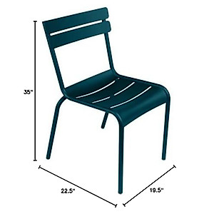 Fermob - Luxembourg Side Chair - Set of 2 - Aluminum Outdoor Chairs for Garden & Patio - Stackable, Lightweight, & Comfortable - (Acapulco Blue)