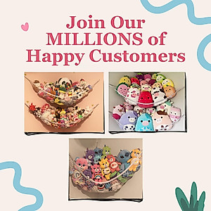 Lilly's Love Large Stuffed Animal Hammock | Corner Hanging Organizer, Stuffed Animal Storage | Easy to Hang Plushie Net w/Included Anchors & Hooks | Cute Room & Bedroom Decor (Rainbow, 2 Pack)