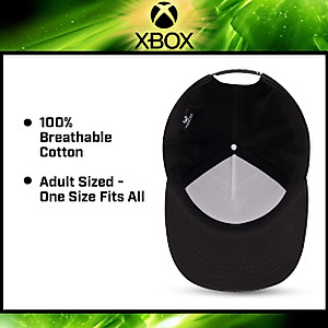 Microsoft Xbox Baseball Hat, Skater Adult Snapback Cap with Flat Brim, Baseball Cap, Black, One Size