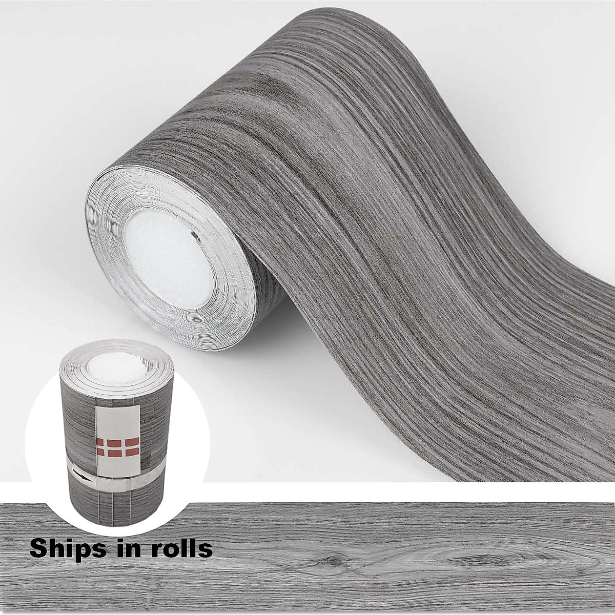 NUFLR Peel and Stick Floor Tile, Vinyl Flooring Natural Grey Wood, Easy to Install and Removable for Update Bathroom Kitchen RV (6 X 35In, 10 PCS)……