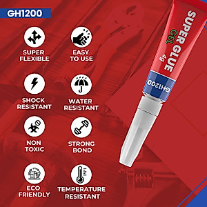4Gx 5 Value Pack Super Glue Gel All Purpose with Anti Clog Cap. Super Fast & Strong Adhesive Superglue, Cyanoacrylate Glue for DIY Crafts and Many More