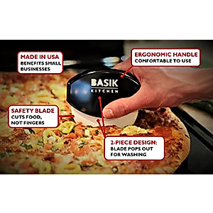 Basik Kitchen Safety Slicer - Snap-Apart Pizza Cutter/Kitchen Slicer - Dishwasher Safe