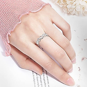 PRAYMOS Dog Paw Rings for Women S925 Sterling Silver Cute Cat Puppy Paw Print Ring Stackable Ring Pet Jewelry Gifts Size 5-11 (9)