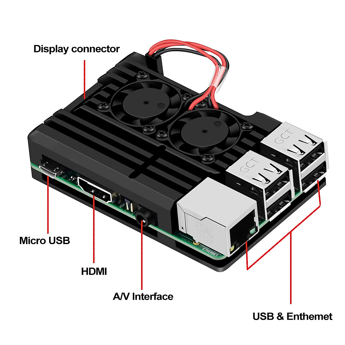 MakerFocus Raspberry Pi 2B/3B/3B+ Armor Case, Raspberry Pi Metal Case with Dual Cooling Fan Aluminium Alloy, Built-in Heatsink, Radiation and Rust Protection for RPI 2B/3B/3B+