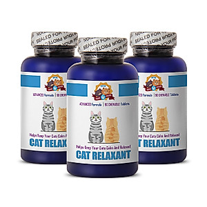 cat Calming Supplement - Relaxant for Cats - Helps Keep Calm - Anxiety Relief - Treats - cat Calmer for Travel - 270 Treats (3 Bottle)