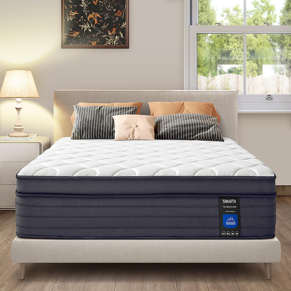 SIMARTH King Size Mattress - 12 Inch Hybrid King Size Mattress in a Box, Upgrade Strengthen, Gel Memory Foam King Matress with Motion Isolation, Strong Edge Support and Pocket Springs, Medium