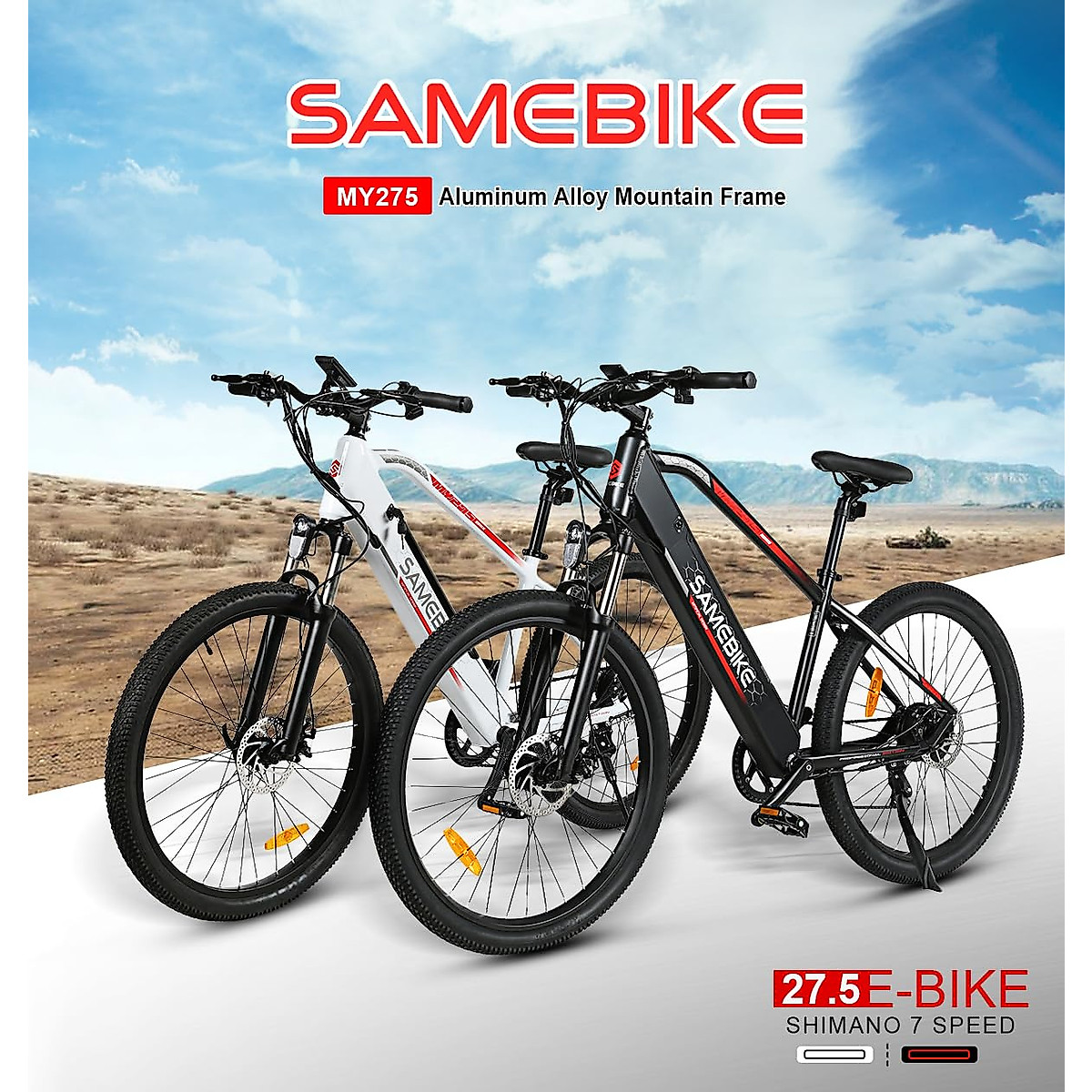 SAMEBIKE 27.5" Electric Bike for Adults 500W E bike Commuter Electric Mountain Bike 22-24MPH Electric Bicycle with 48V 13AH Removable Battery,Up to 60 Miles Password-settable display