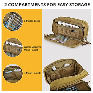 ATRIPACK Tactical Pencil Case for Boy,Large Capacity Pencil Pouch,Marker Organizer Case Pen Box, Tool Bag Desk Organizer for School College Office Organizer for Kids Men Women Adult Teens(Brown)