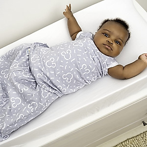 HALO 100% Cotton Sleepsack Swaddle, 3-Way Adjustable Wearable Blanket, TOG 1.5, Confetti Mickey Grey, Small, 3-6 Months