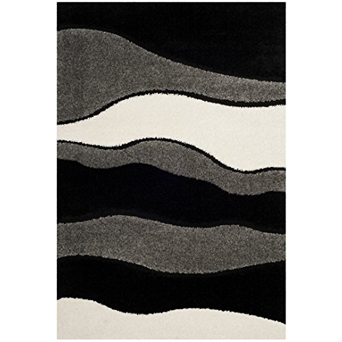 SAFAVIEH Florida Shag Collection 5'3" x 7'6" Grey/Black SG475 Abstract Non-Shedding Living Room Bedroom Dining Room Entryway Plush 1.2-inch Thick Area Rug