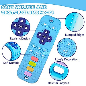 3 Pack Silicone Baby Teething Toys,Remote Control Teether for Baby,Teething Toys for Babies 0-24 Months,Baby Chew Teether Toys for Toddlers,Roku Remote Teether for Baby,BPA Free Refrigerator Safe.