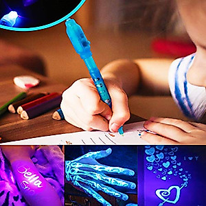 Invisible Ink Pen 24Pcs Spy Pen with UV Light Magic Marker Kid Pens for Birthday Party,Writing Secret Message for Easter Day Halloween Christmas Party Bag Gift