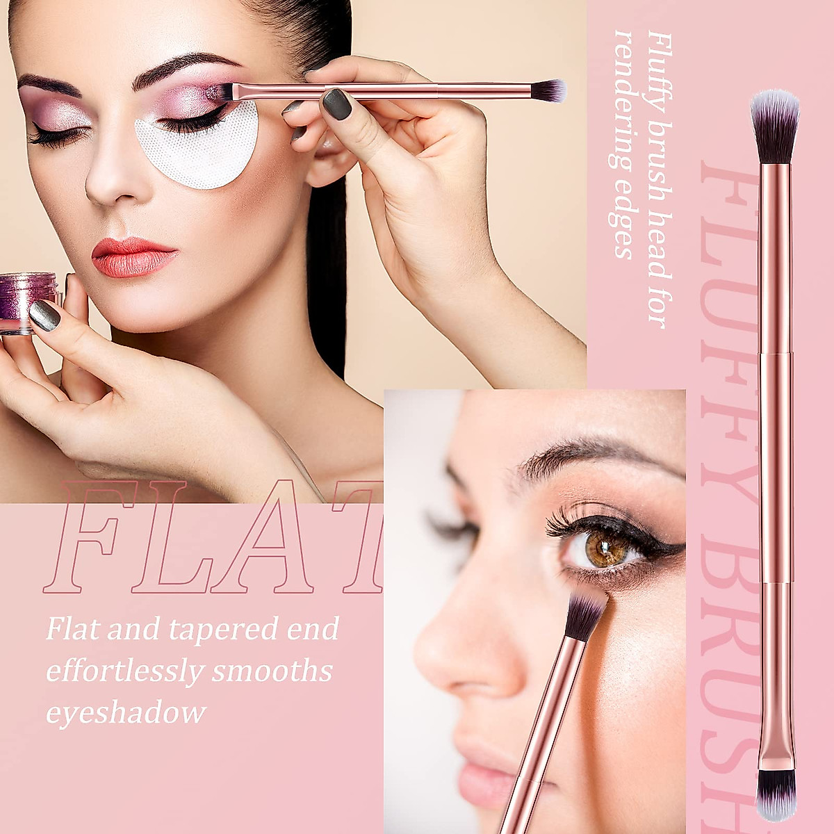 6 Pcs Eyeshadow Smudge Brush 2-in-1 Eyeshadow Brush 2 Double Ended Make Up Brush Concealer Brush Under Eye Small Soft Firm Pointed Foundation Makeup Applicator for Blending Eye Shadow Liner