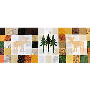 Autumn Table Runner Wall Hanging Kit - Fabric Charm Packs - 2.5-Inch Precut Fabric - Quilt Fabric - 100% Quilting Cotton - Quilting Fabrics - Cabin - Bear - Moose