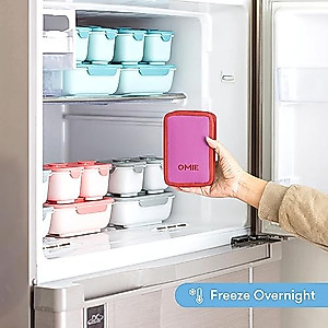 Omie OmieChill | Travel Food Pouch Cooler | Fits Standard 3.5-4 oz Food Pouches | 100% Nylon Sleeve with Freezable Pack (Pink)