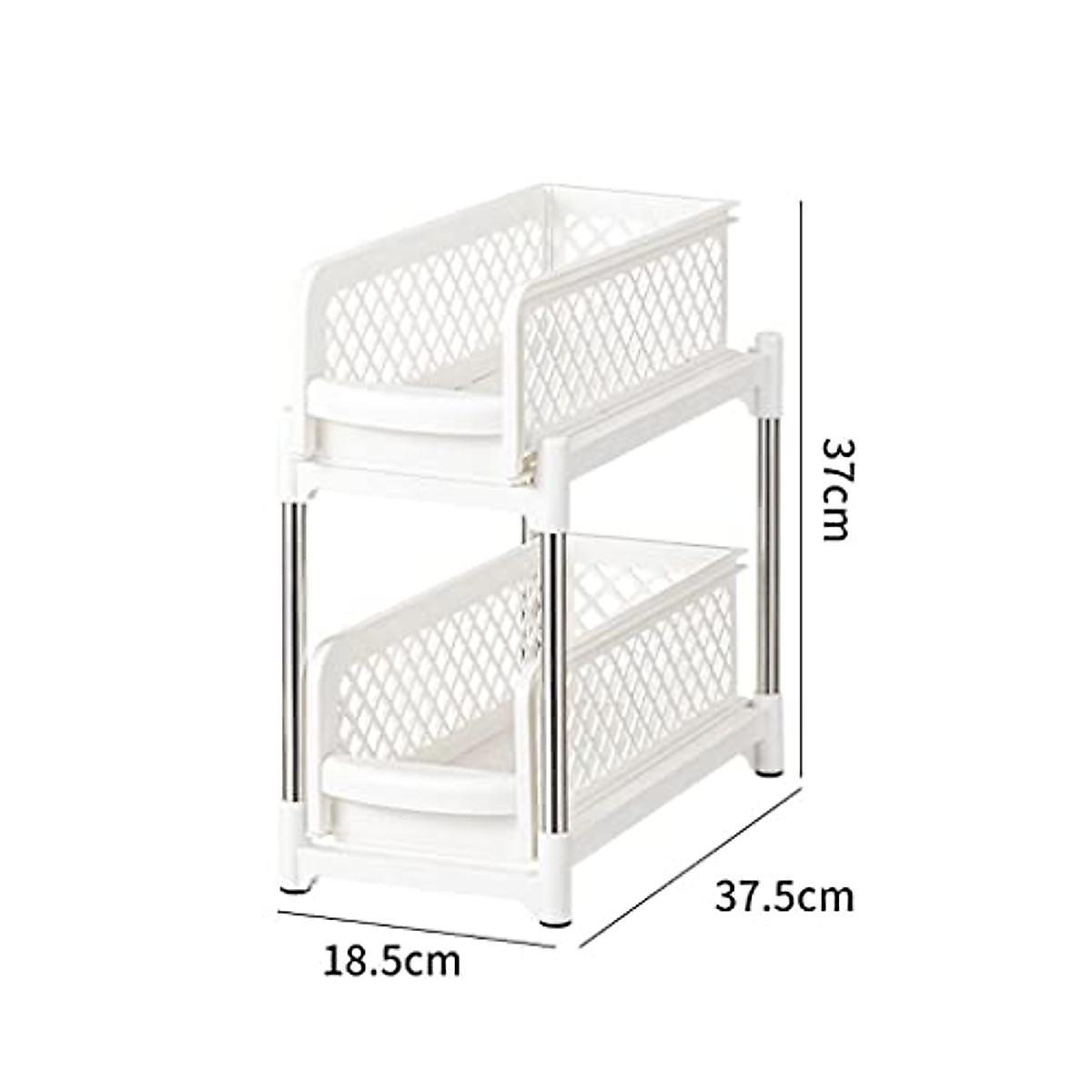 CHDHALTD Stainless Steel Sliding Cabinet Basket, Kitchen Organizer Under Sink Drawer Mesh Storage Rack with Pull for Bathroom Desktop Shelf(Grey)