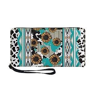 SCRAWLGOD Cartoon Mushroom Gift for Women's Wristlet Wallet RFID Blocking Purse Leather Card Holder Clutch Wristlet