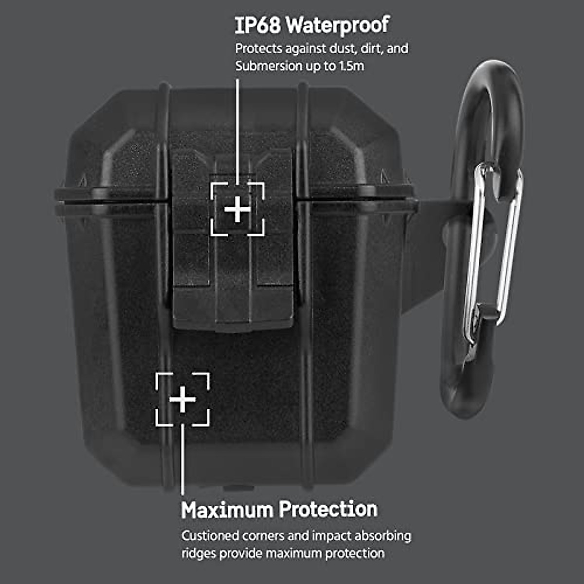 PELICAN - Marine Series Case - Compatible with AirPods 1-2 - Waterproof - Military Drop Protection - Black