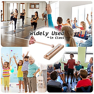 Yeshone 2 Set Hand Chimes for Classroom Meditation Chimes Bells Classroom Management Tools Chimes Instrument with Mallet for Meditation Yoga Prayer Teacher School(Wood Color, Single Tone)