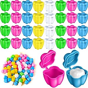 150 Pcs Colorful Tooth Savers, Plastic Tooth Holders for Boys and Girls, Tooth Box, Tooth Holders for Kids Keepsake, Goodie Bag Fillers, Party Favor, Dentist Office, 5 Colors, 0.6 x 0.75 x 0.6 Inch