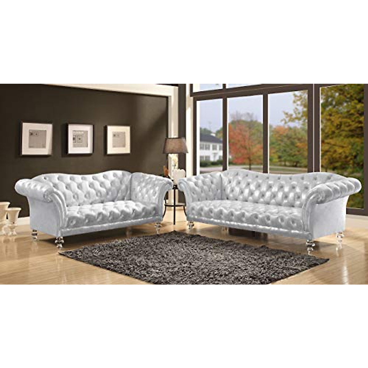 ACME Furniture Dixie Loveseat, Metallic Silver