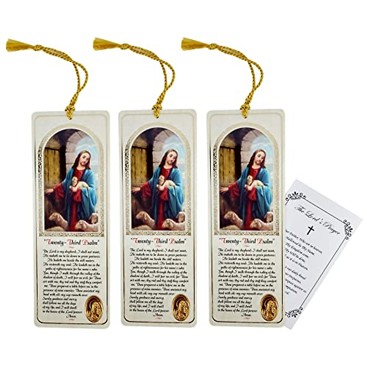 Psalm 23 Bookmark - with The Lord's Prayer | 3 Psalms 23 The Lord is My Shepherd Bookmark, Scripture Prayer Card Set | Total 4 Items