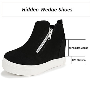 CCVON Girls Wedge Sneakers Kids Boots High Top Platform Shoes Littile Kids/Big Kids Color Black Size 2