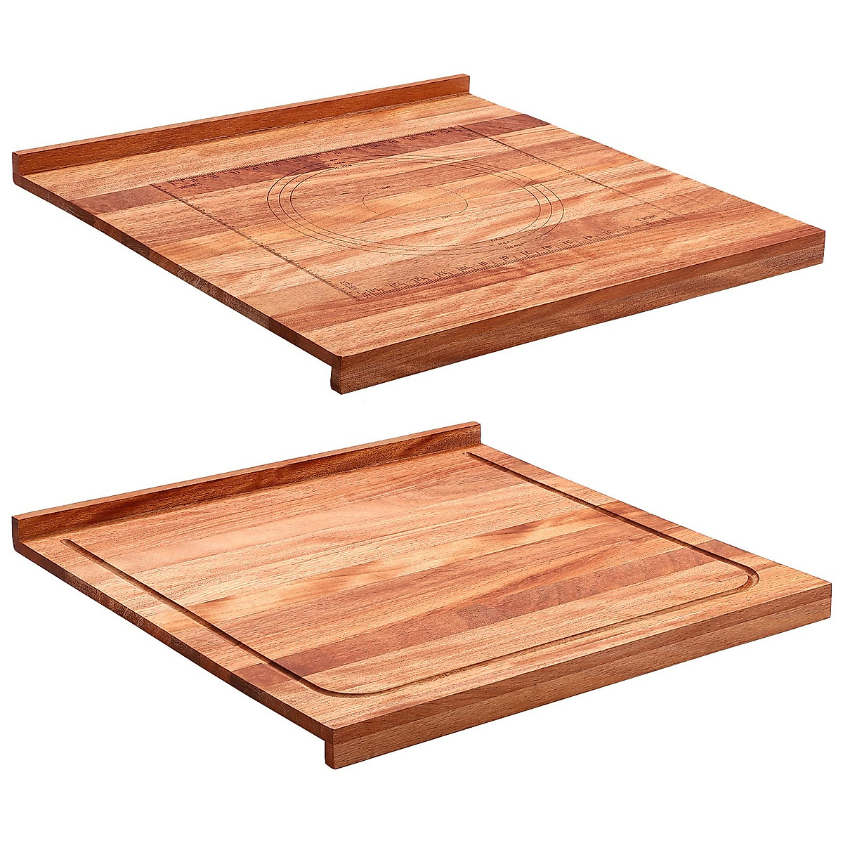 Vesici Reversible Pastry Board with Lip for Rolling Dough Large Wooden Cutting Board Chopping Board Kneading Board with Engraved Measurements for Counter Table Top Kitchen(24 x 22.8 x 1.5 Inch,Walnut)