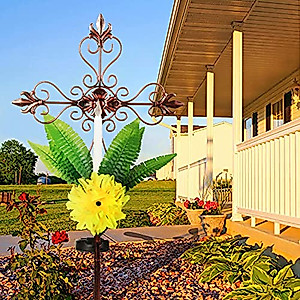 Yourongmao Outdoor Solar Garden Lights Waterproof,Cemetery Decorations for Grave Solar Cross Garden Stake Lights,Garden Decor for Remembrance Gifts & Sympathy Gifts