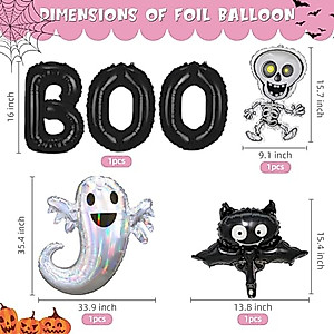 Halloween Balloon Garland Kit, GREMAG Halloween Decorations with Black Macaron Pink Agate Black Eyes Ghost Balloon, BOO Bat Skull Ghost Aluminum Film Balloon, 88 Pcs Set Halloween Party Favors for Kid