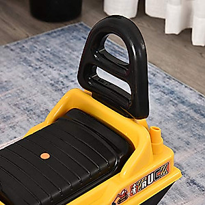 HOMCOM NO Power Ride On Excavator Toy Tractors Digger Movable Scooter Walker Pretend Play Toddler Construction Truck Basket Storage for Boys Girls 3 Years Old Yellow Black