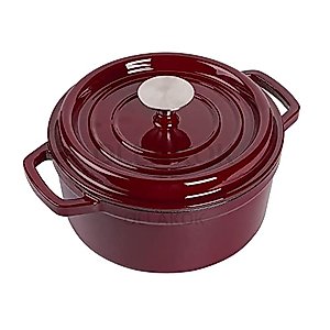 OLLAKOK 2.5 QT Enameled Cast Iron Dutch Oven with Lid Dual Handles Heavy Cast Iron Pot (Wine Red)
