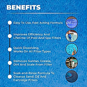 Hot Tub Filter Cleaner Soak, Pool Filter Cleaner & Pool Cartridge Cleaner - Spa Filter Cleaner Soak & Spa Filter Cleaning Solution for HotTub Cartridges. Easy to Use Filter Degreaser | AquaDoc 32oz