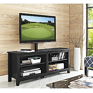 Walker Edison Wren Classic 4 Cubby TV Stand for TVs up to 65 Inches with Mount, 58 Inch, Black