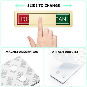 Dishwasher Magnet Clean Dirty Sign, Golden Universal Dish Washer Indicator Refrigerator Magnet, Super Strong Magnet with Back Glue for Kitchen Organization