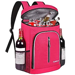 FORICH Soft Cooler Backpack, 30L Capacity, Rose Red, Polyester, Suitable for Outdoor Activities