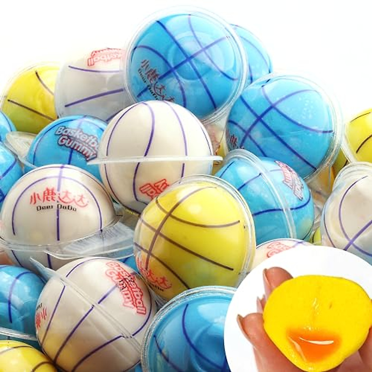 Gummy Candy - Jelly Filled Gummies - Fun Basketball Gummy Candies Filled with Fruit Jam - Assorted Flavors - 10 pcs Individually Wrapped Chewy Candy