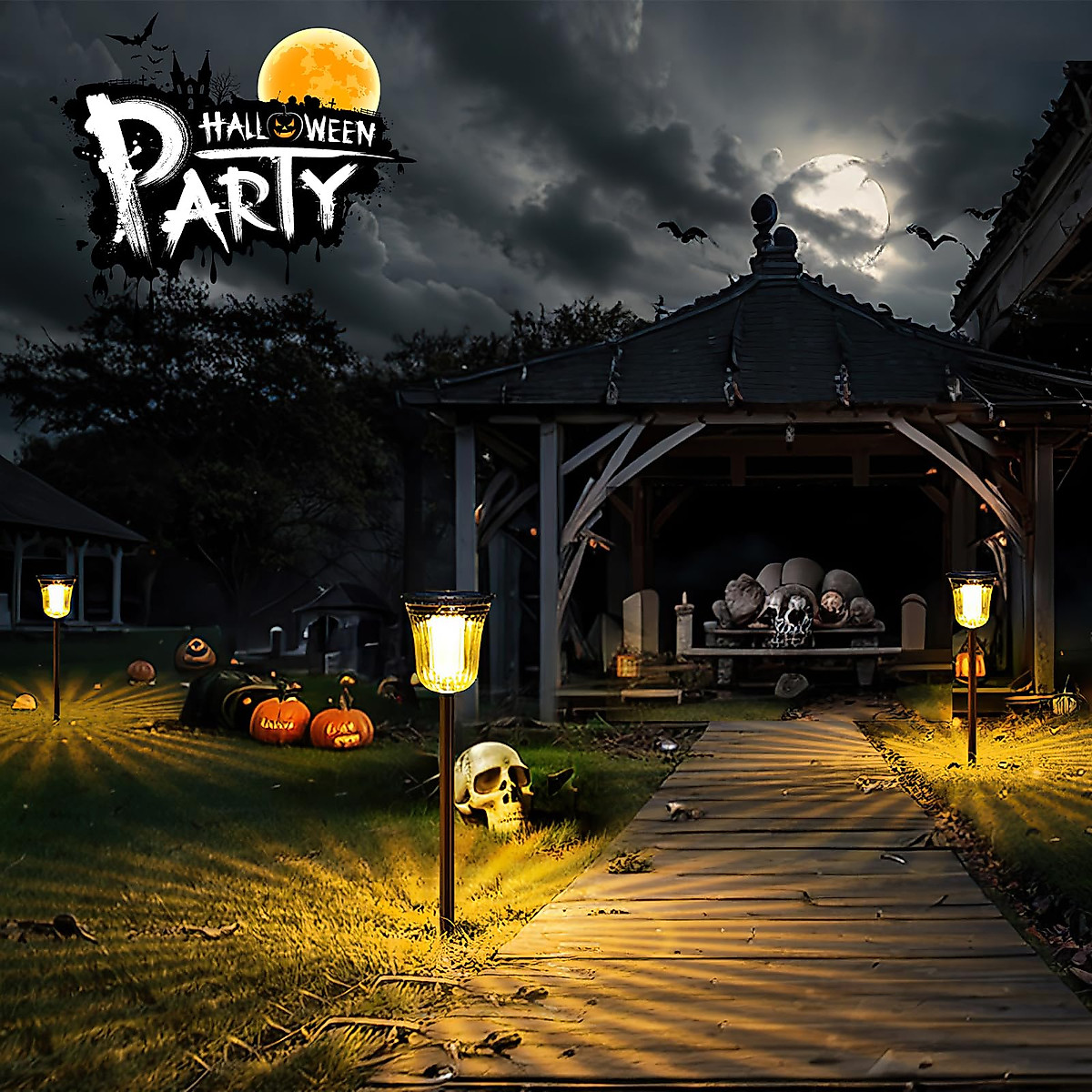 JSOT Solar Pathway Lights Outdoor Waterproof Color Changing,2 Modes Auto On/Off Solar Powered Lights for Garden Backyard Driveway Landscape 6 Pack