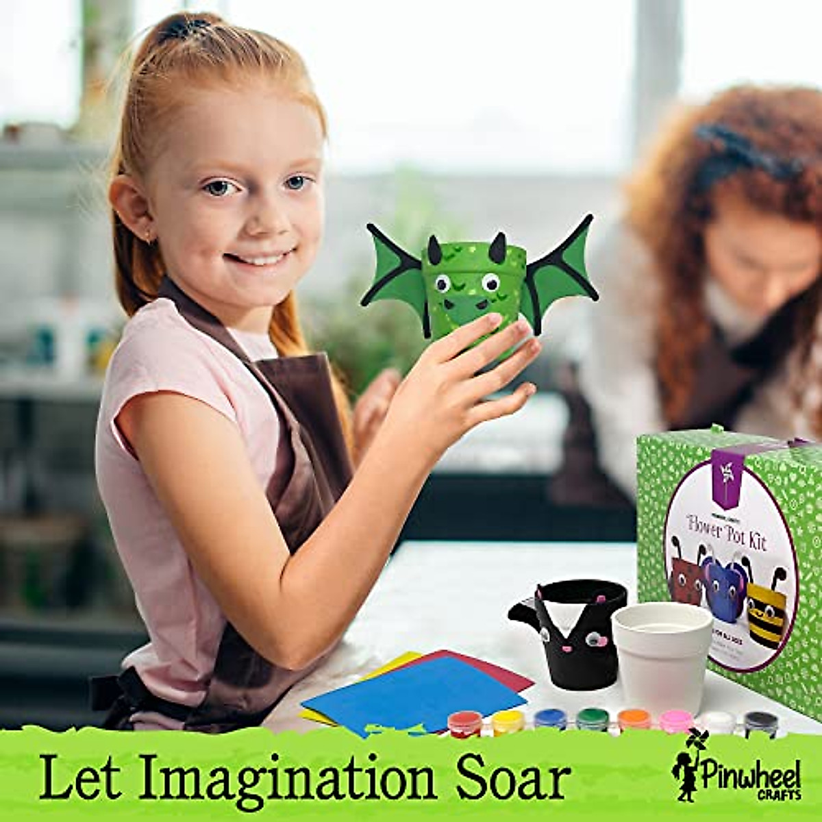 Flower Pot Painting Kit with Flower Seeds for Kids - Complete Growing Plant Craft DIY, Paint Your Own Flower Pot Planting kit, Includes Pots, Paint Set, Accessories, Seeds & Soil, Flower Craft