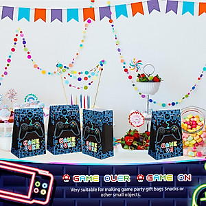 24 Pack Gamer Party Favor Bags Video Game Party Supplies Theme Candy Goodie Bag Game on Party Bags with Stickers for Kids Birthday Party Decorations, 8.66 x 5.12 x 3.15 Inches